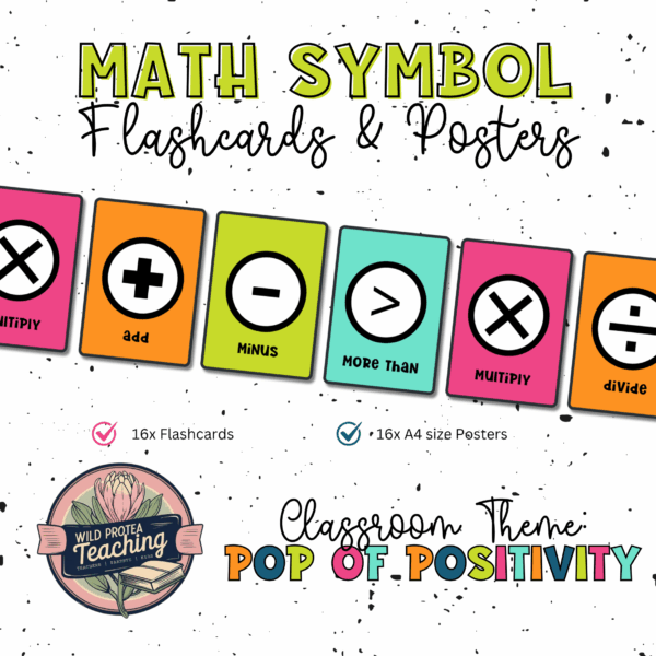 Math Symbols Flash Cards, Math Symbols Posters – Pop of Positivity ...